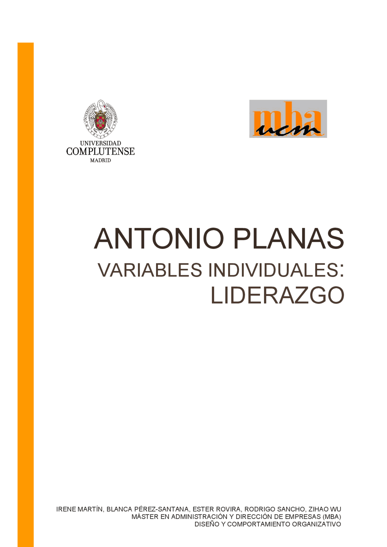 ANTONIO PLANAS VARIABLES INDIVIDUALES: LIDERAZGO - Docsity