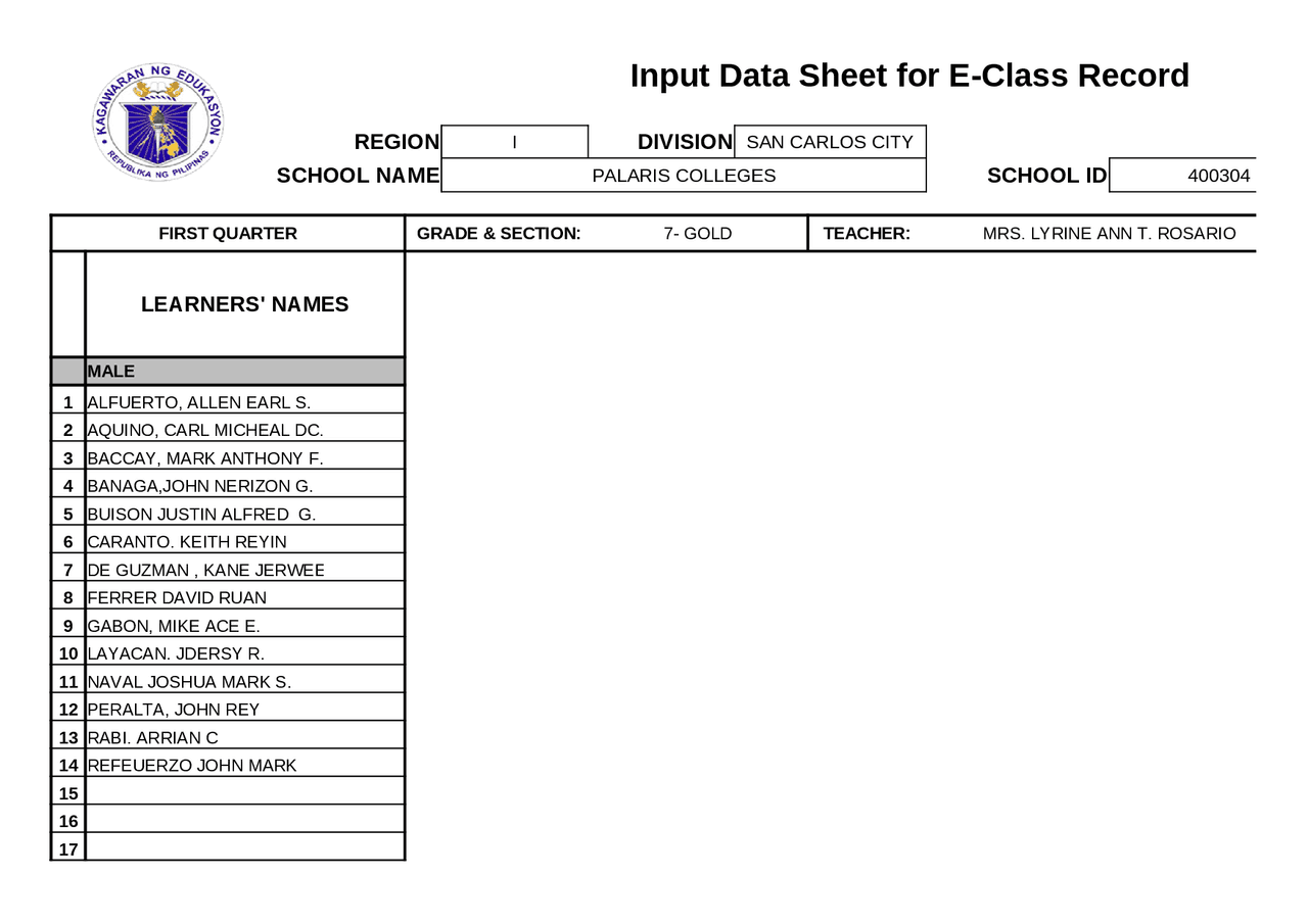 Grading sheets in Mapeh | Transcriptions Music | Docsity