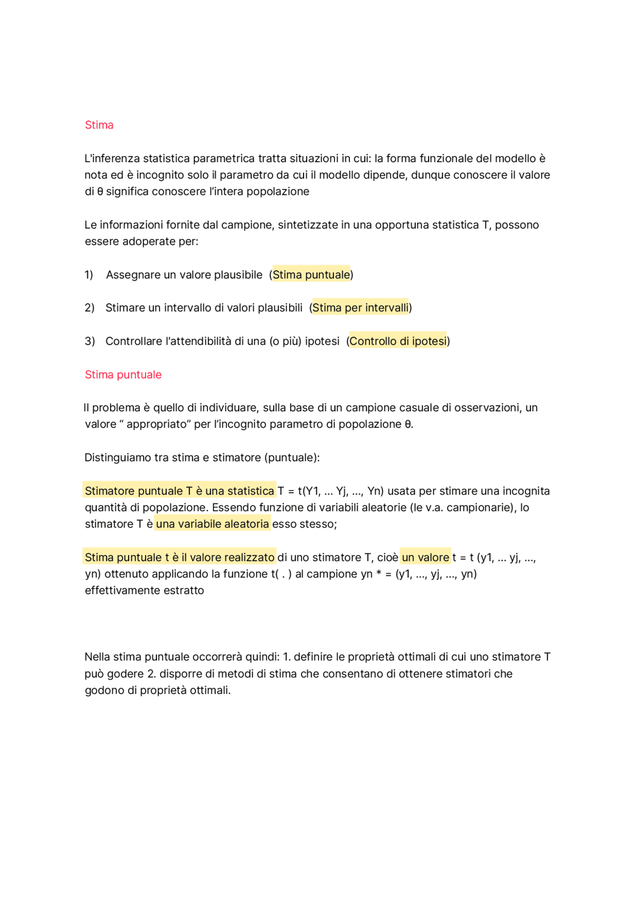 Appunti Di Statistica Inferenziale Stima Docsity
