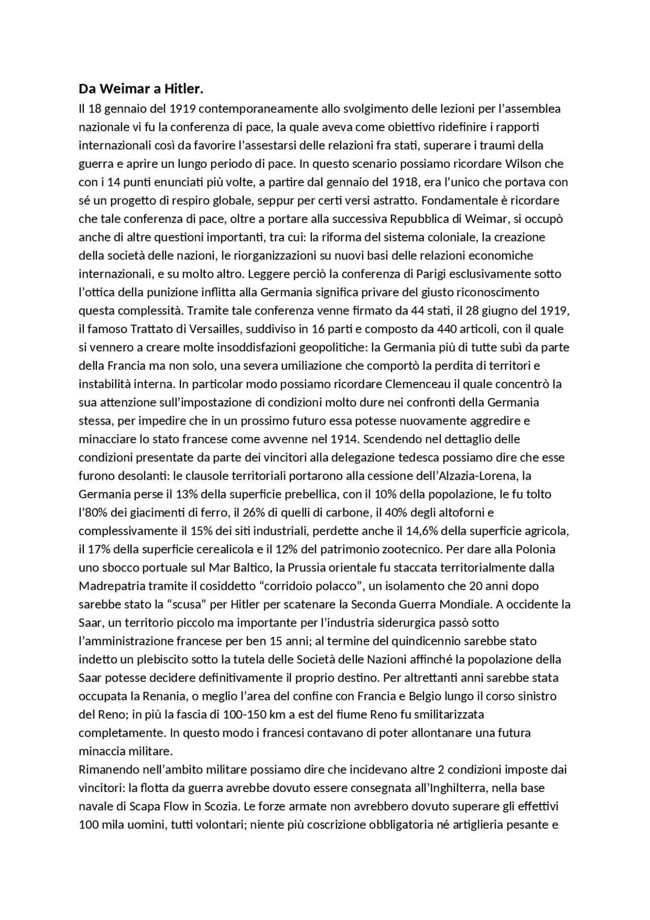 Dalla Repubblica Di Weimar A Hitler Docsity