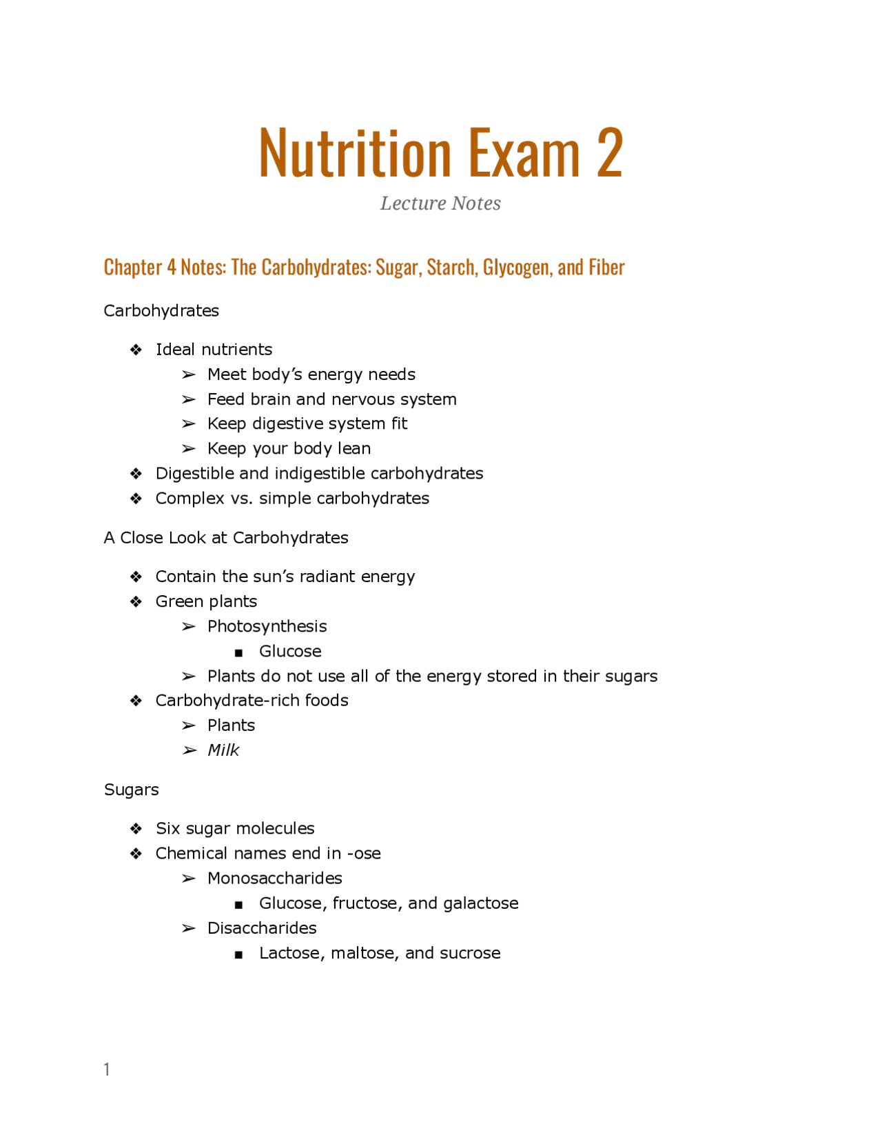 Nutrition 2000 Exam 2 Chapter Notes | Lecture notes Nutrition | Docsity