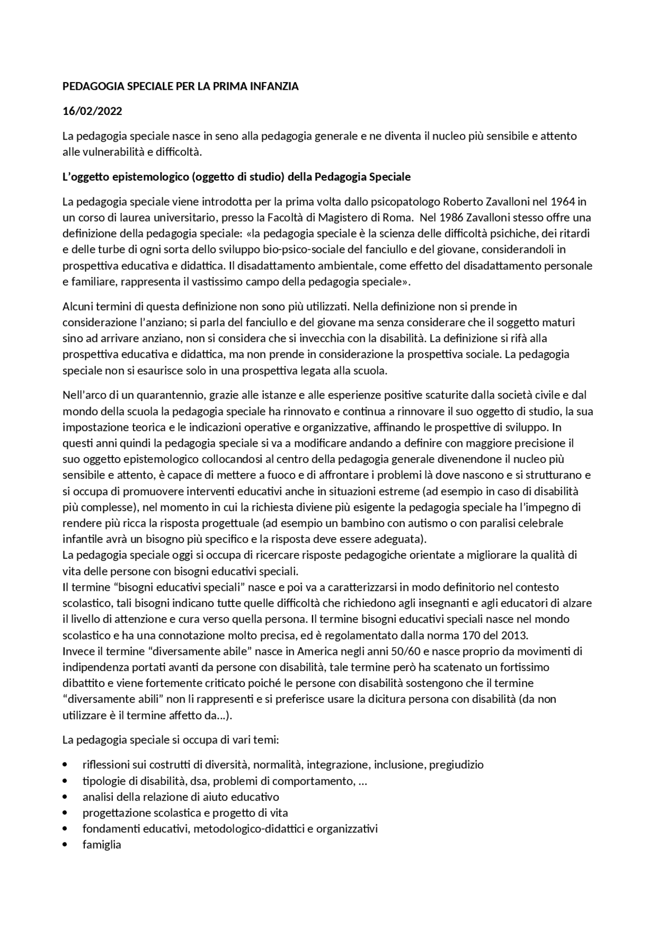 Appunti Di Pedagogia Speciale Docsity