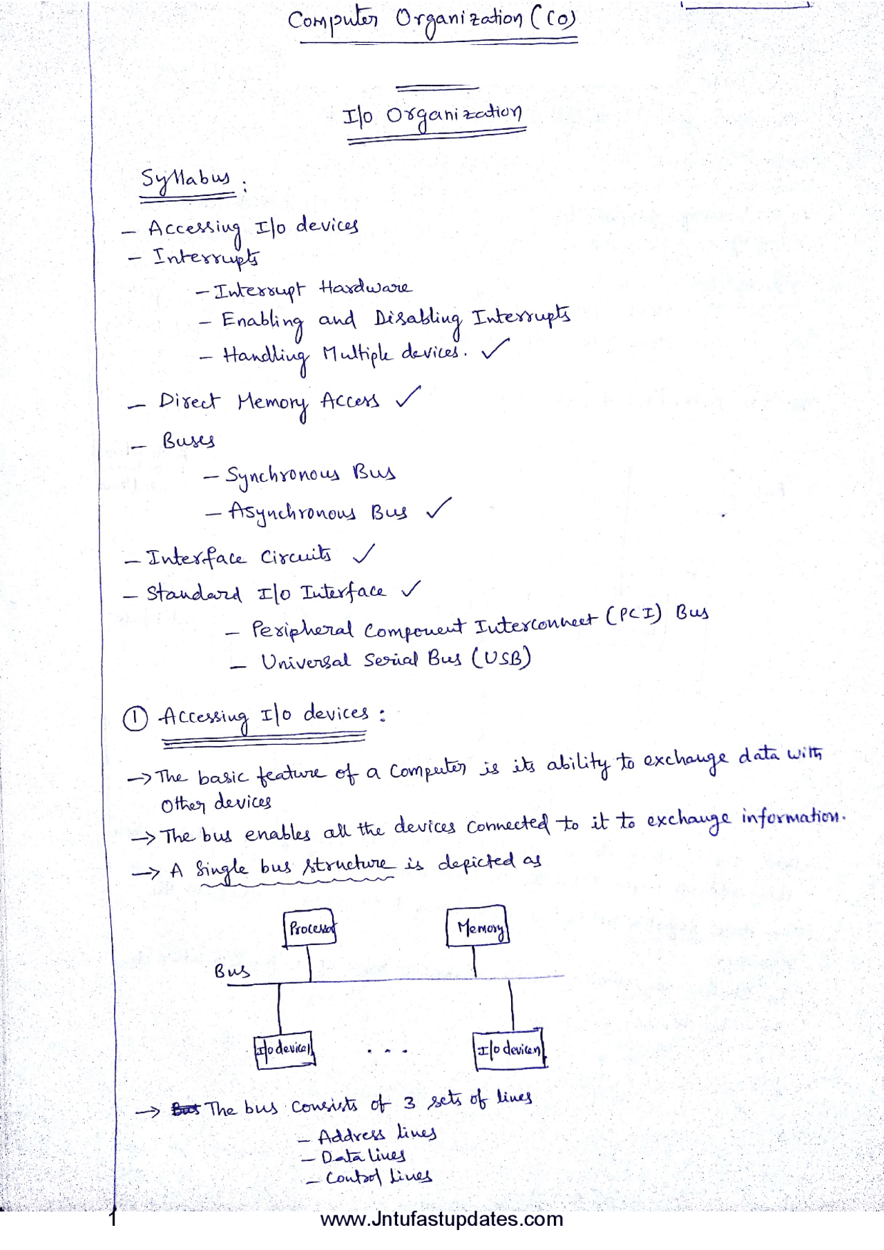 Basic Structure of computer to i/o organization - Docsity