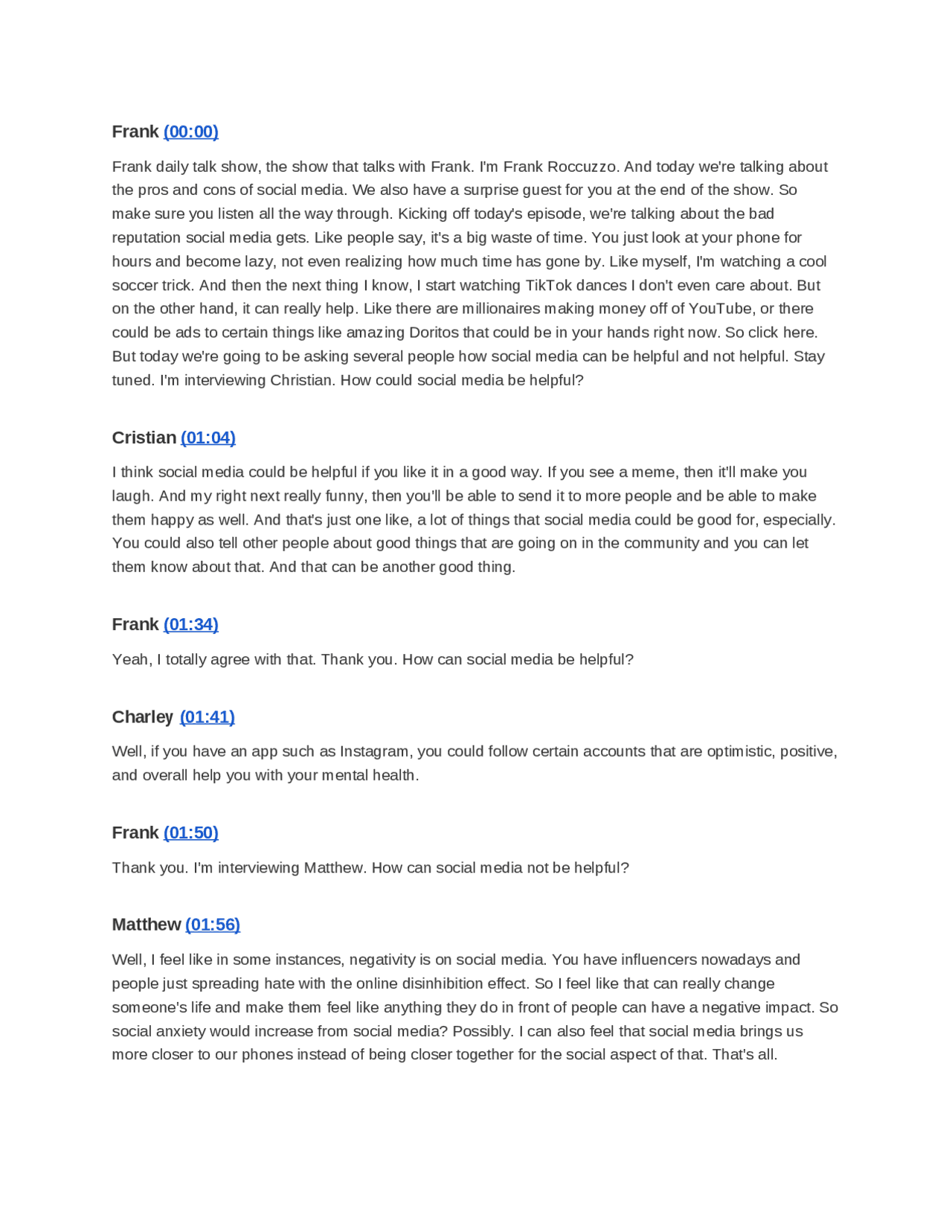 Podcast Script for social media | Transcriptions Computer science | Docsity