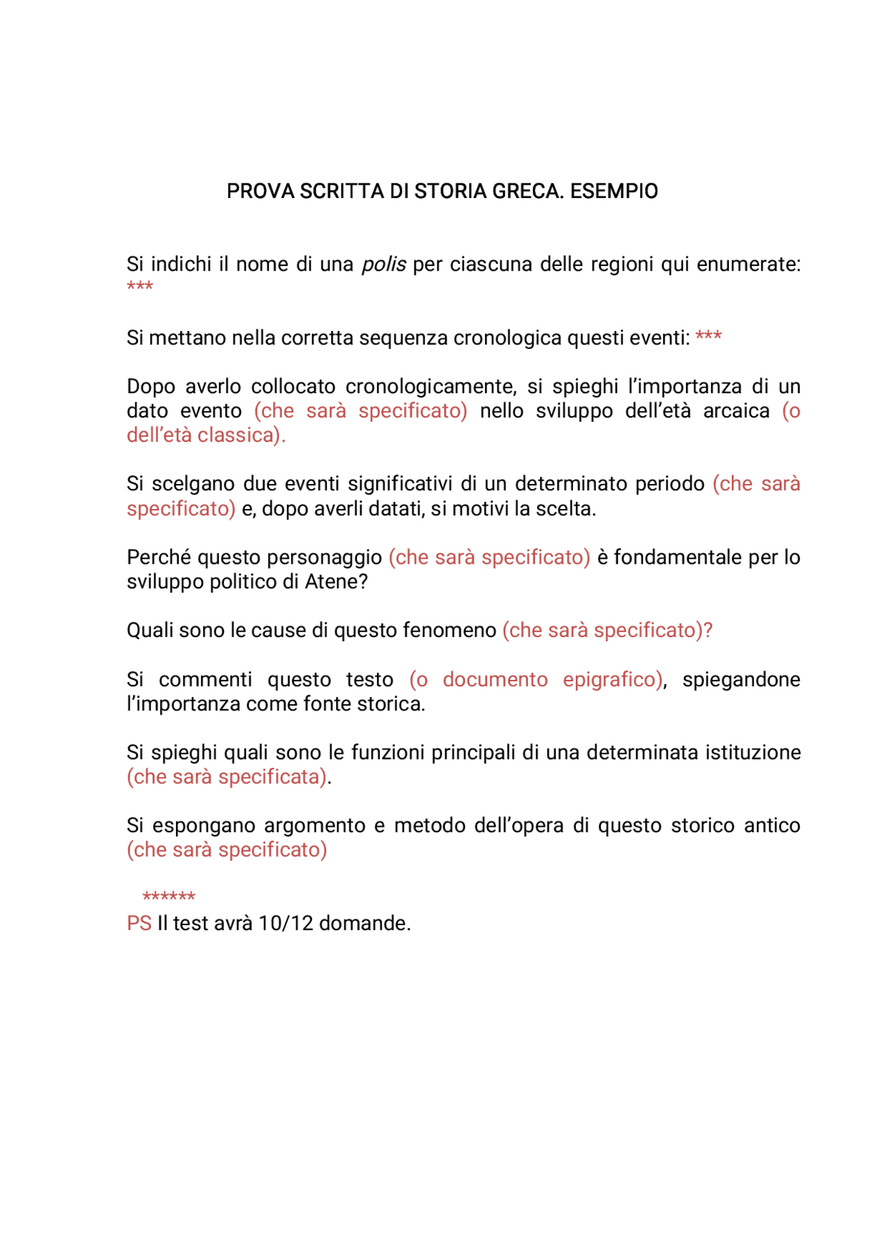 Prova Esame Storia Greca Docsity
