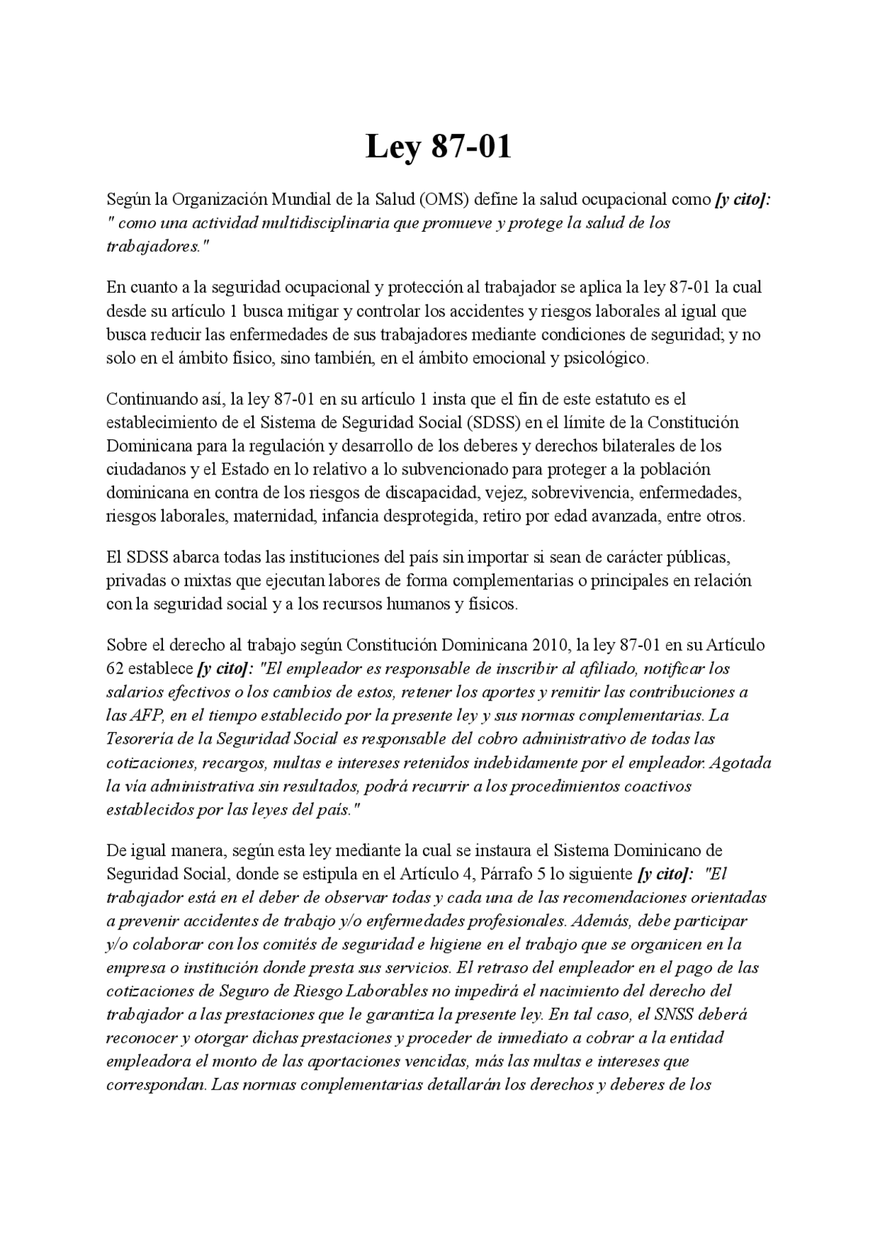 Ley 87-01 de República Dominicana - Docsity