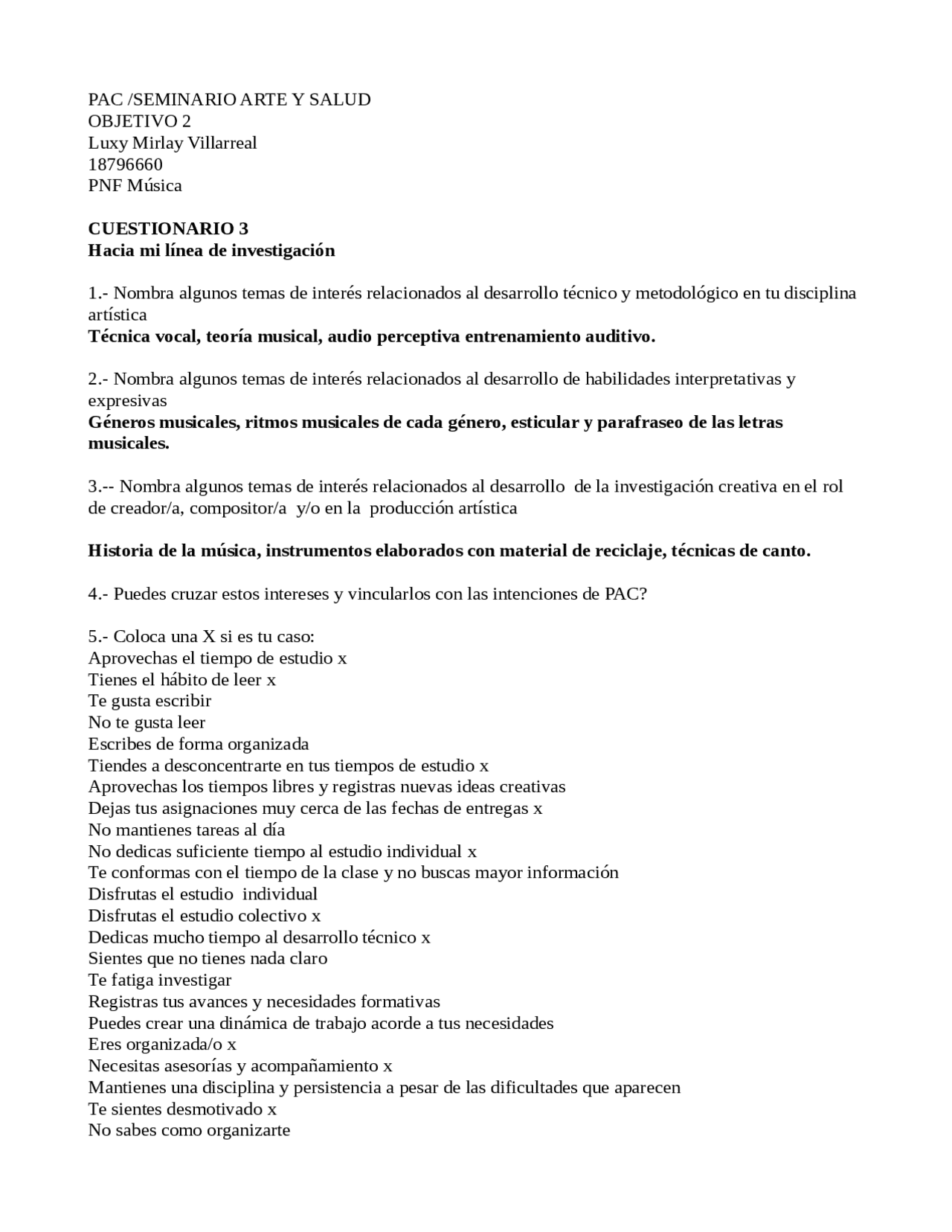 Preguntas de la vida | Ejercicios de Arte | Docsity