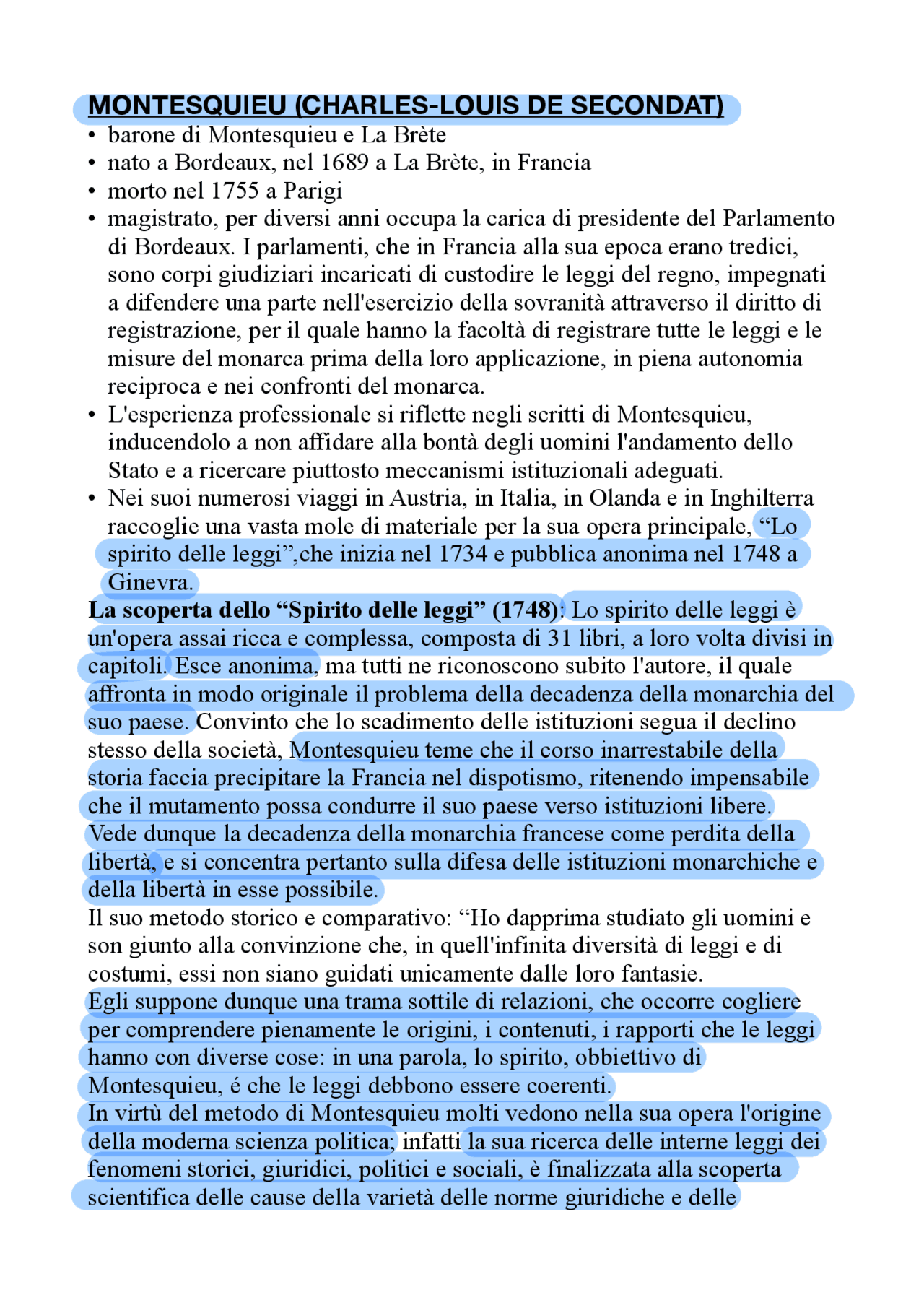 Montesquieu Riassunto Docsity