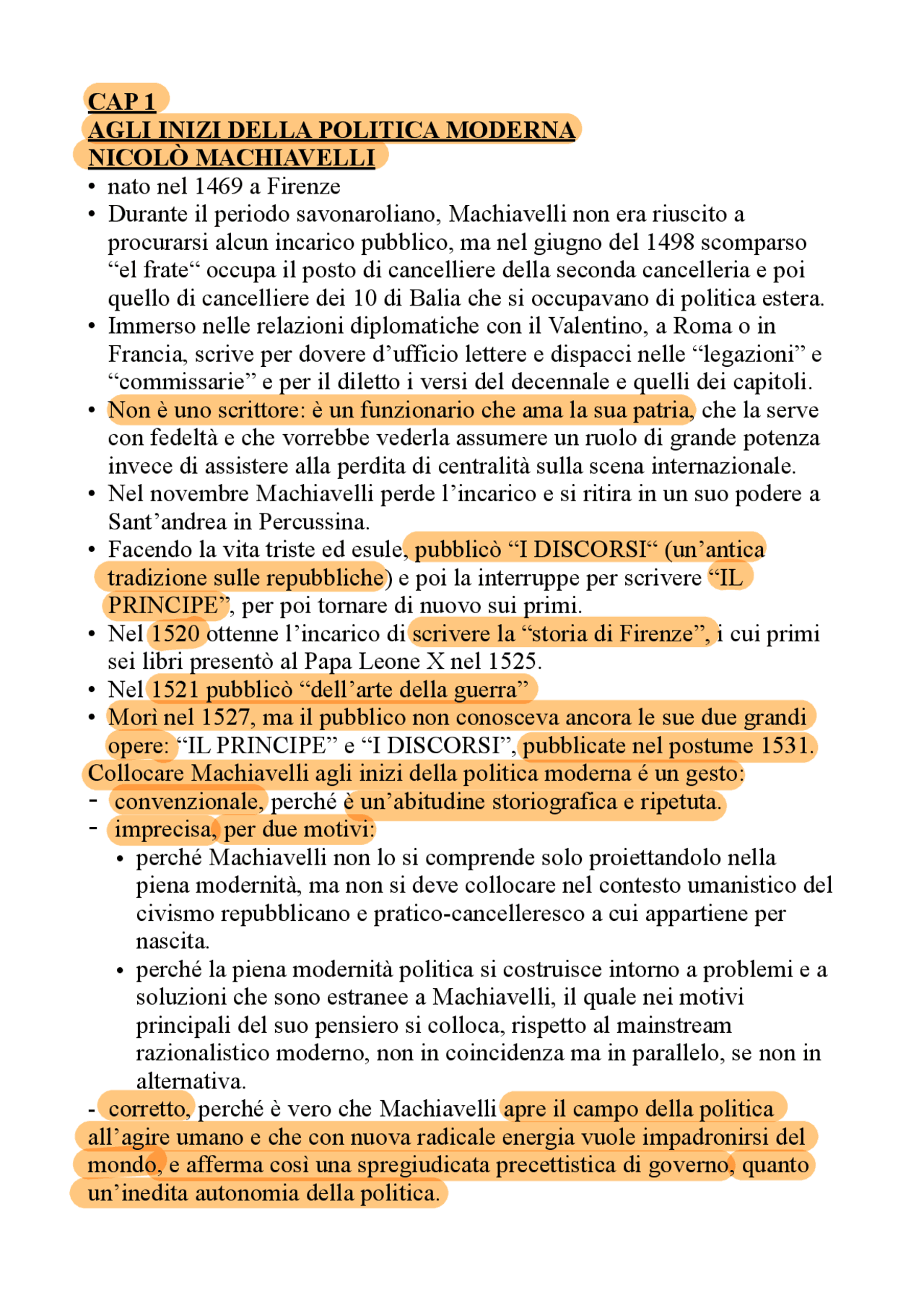 Machiavelli Riassunto Docsity