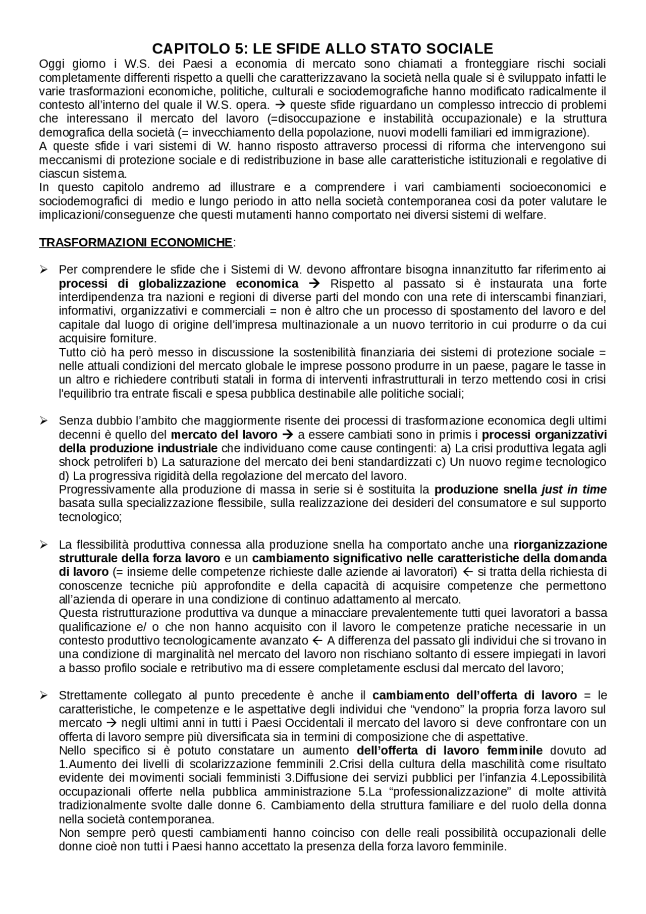 Che Cosè Il Welfare State Docsity