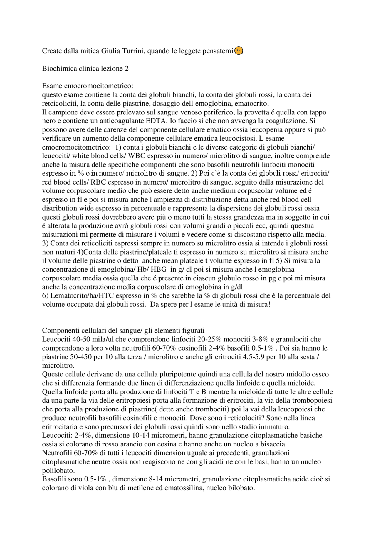 Sbobinature Biochimica Clinica Profssa Palumbo Docsity