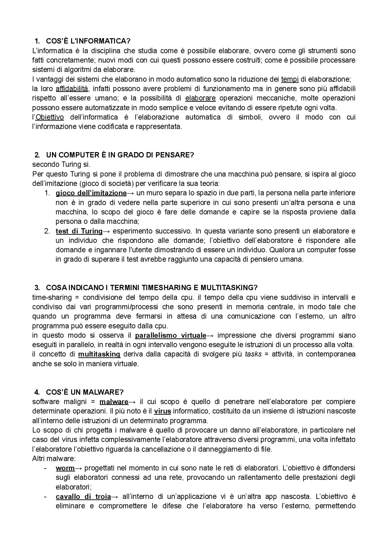 Domande Aperte Di Informatica Per La Comuncazione Docsity