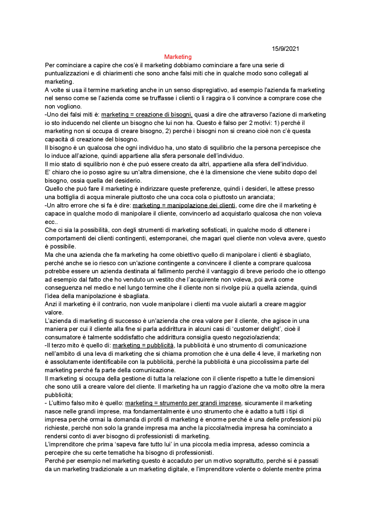 Esame Completo Marketing Docsity
