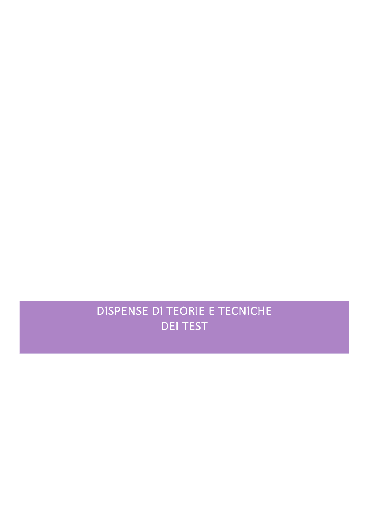 Appunti Del Corso Di Teorie E Tecniche Dei Test Docsity