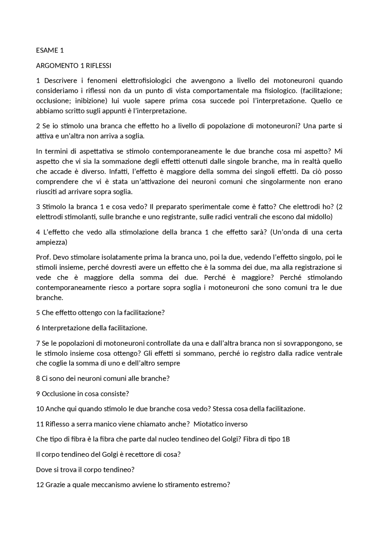 Domande Esame Neuroscienze Complete Prove Desame Di Neuroscienze