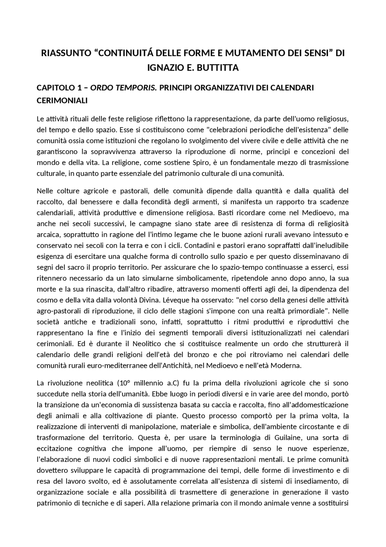 Continuità Delle Forme E Mutamento Dei Sensi Di Ignazio Buttitta Docsity