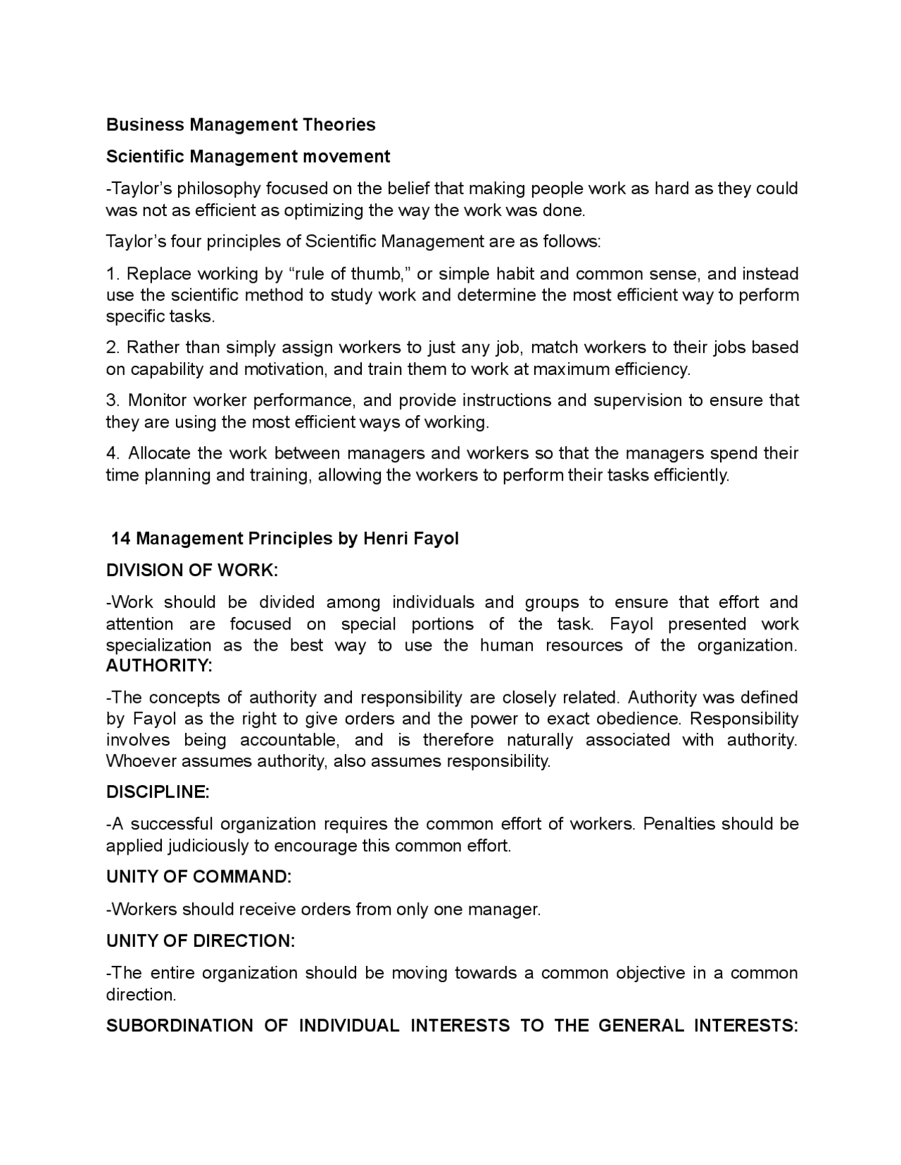 Business Management Theories - Docsity