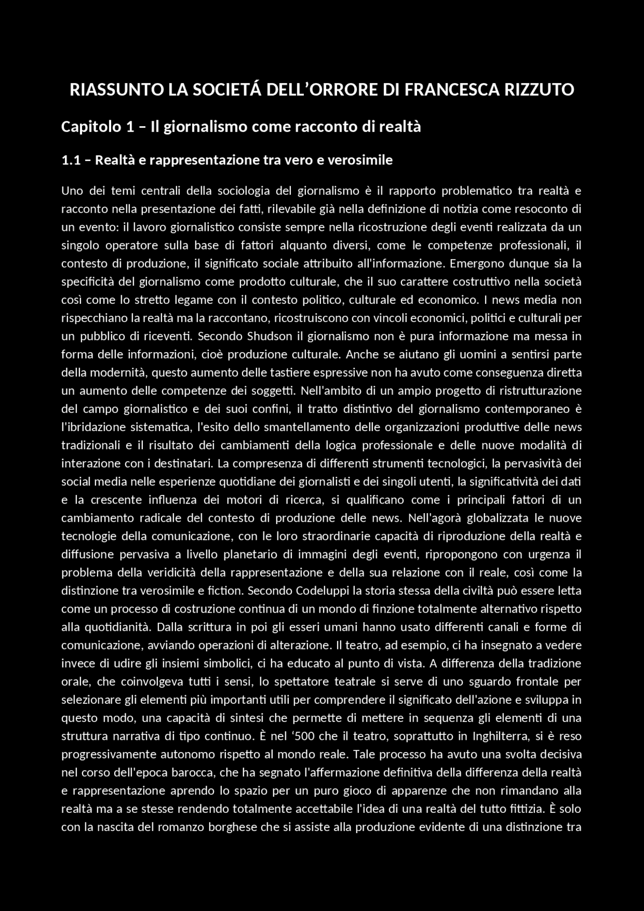 La società dell'orrore di Francesca Rizzuto - Docsity