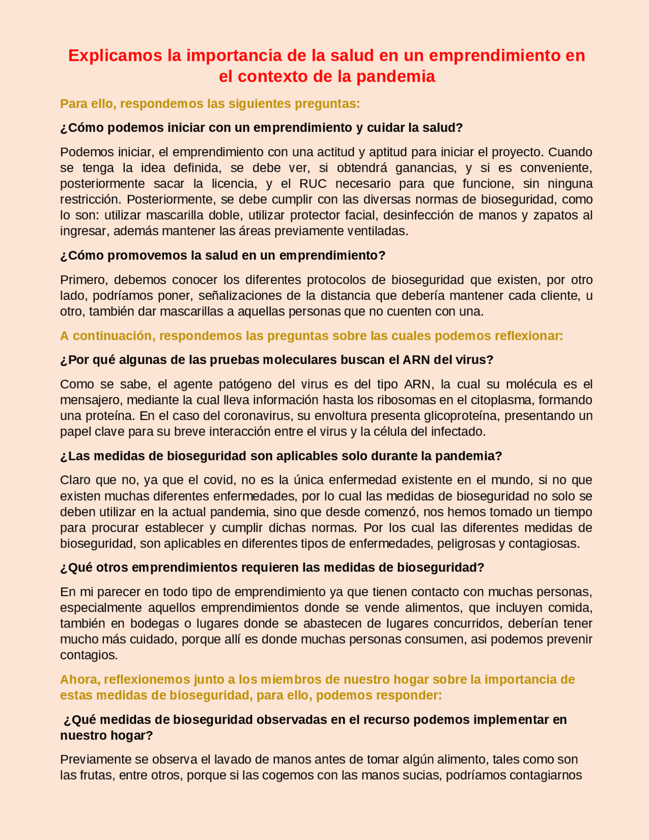Emprendimiento durante la pandemia para poder superase - Docsity