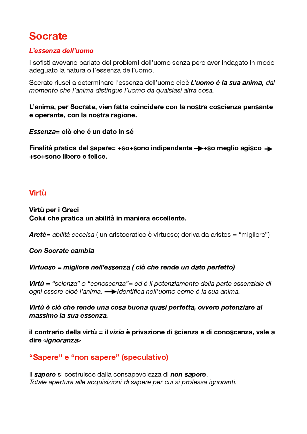 Socrate Riassunto Pensiero E Differenza Con I Sofisti Docsity