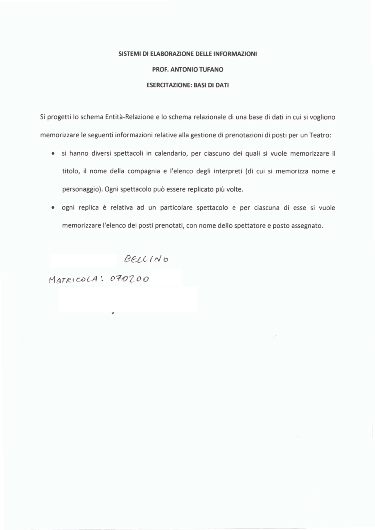 Elaboratodb 2sistemi Di Elaborazione Delle Informazioni Docsity