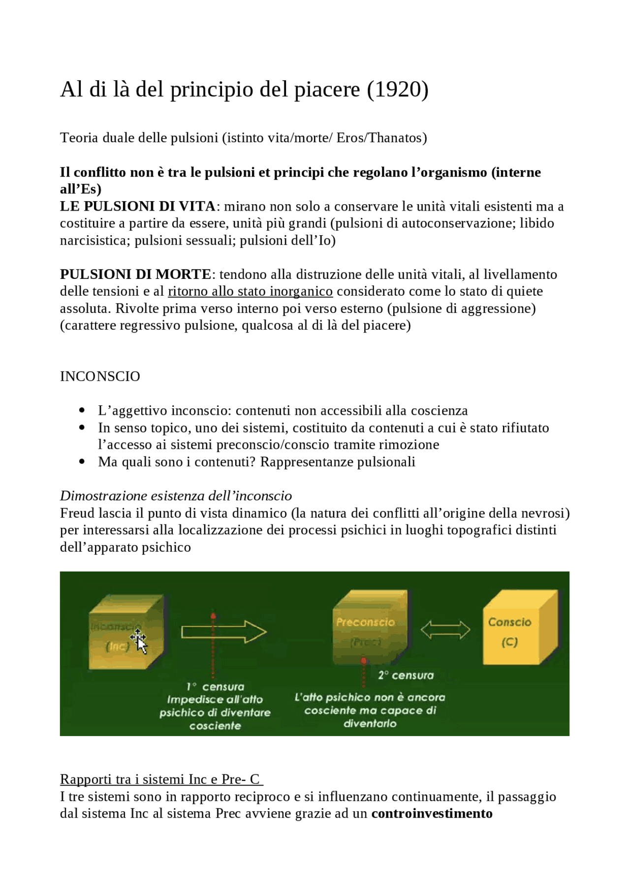 Al Di Là Del Principio Del Piacere Docsity