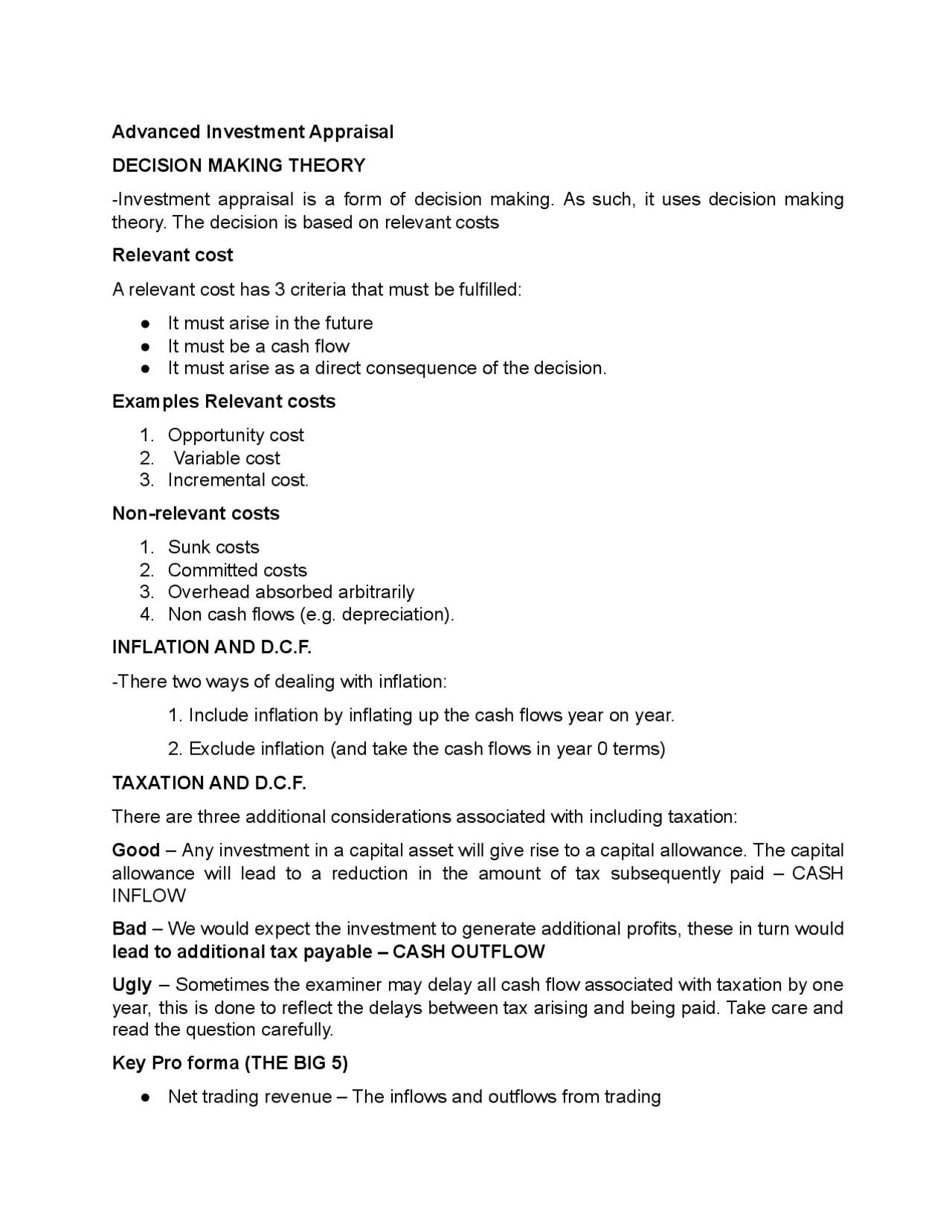 Advanced Investment Appraisal - Docsity