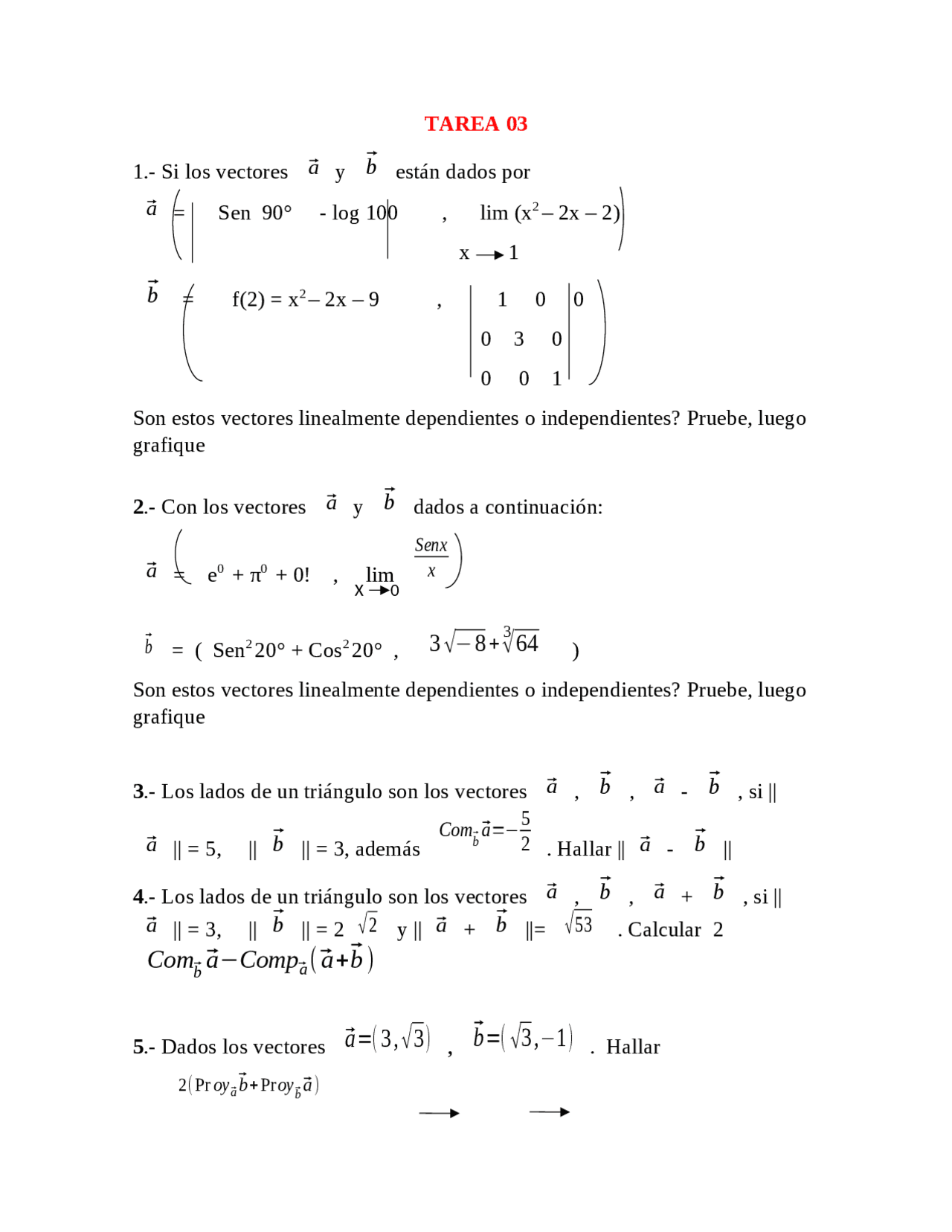 Algebra Para Universitarios Ejercicios De Álgebra Docsity