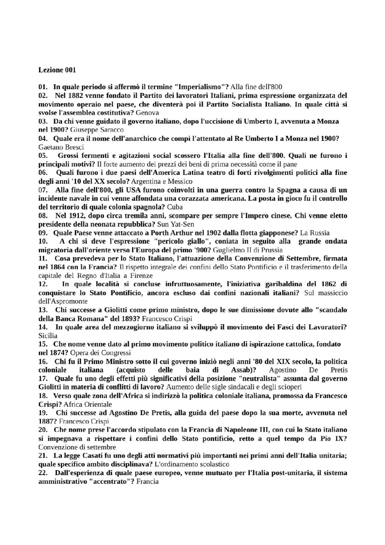 Set Domande Multiple Docsity