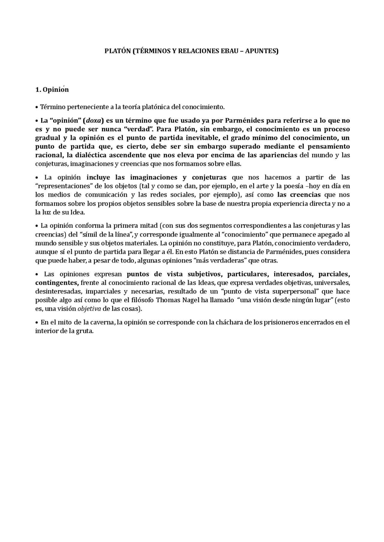 Conceptos Ebau Canarias Platón Docsity