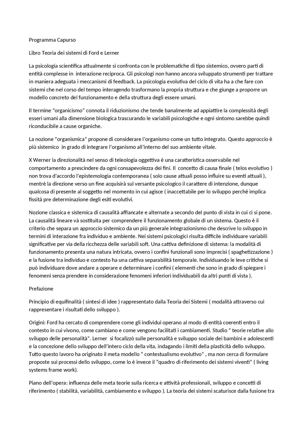 Appunti Lezione Capurso E Riassunto Libri Programma Docsity