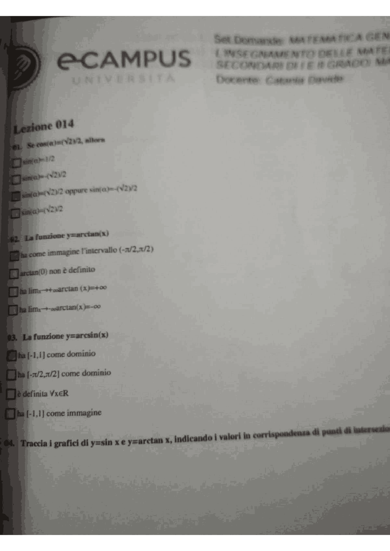 Matematica Generale 6 Docsity