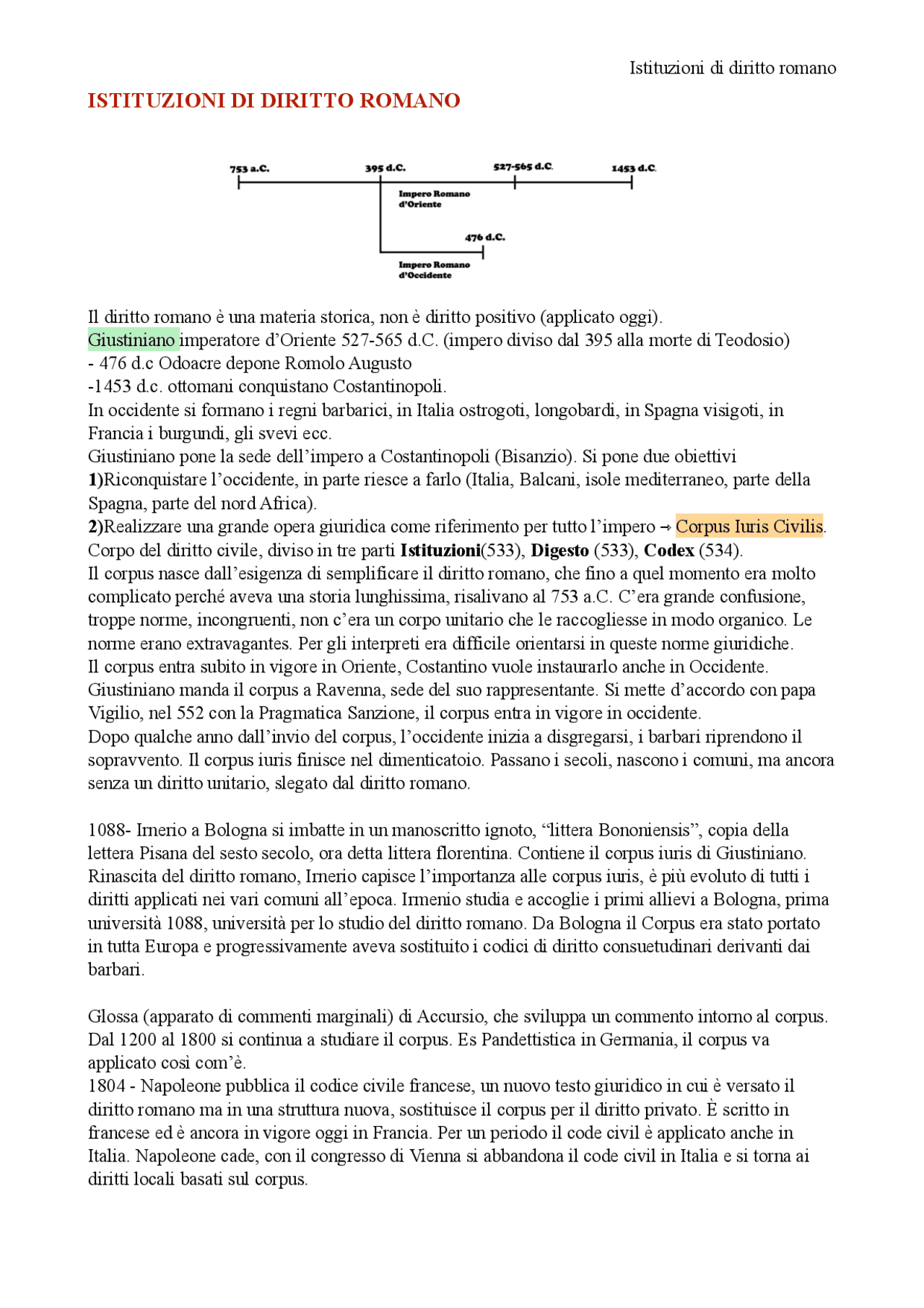 Appunti Completi Istituzioni Di Diritto Romano Primo Anno Docsity
