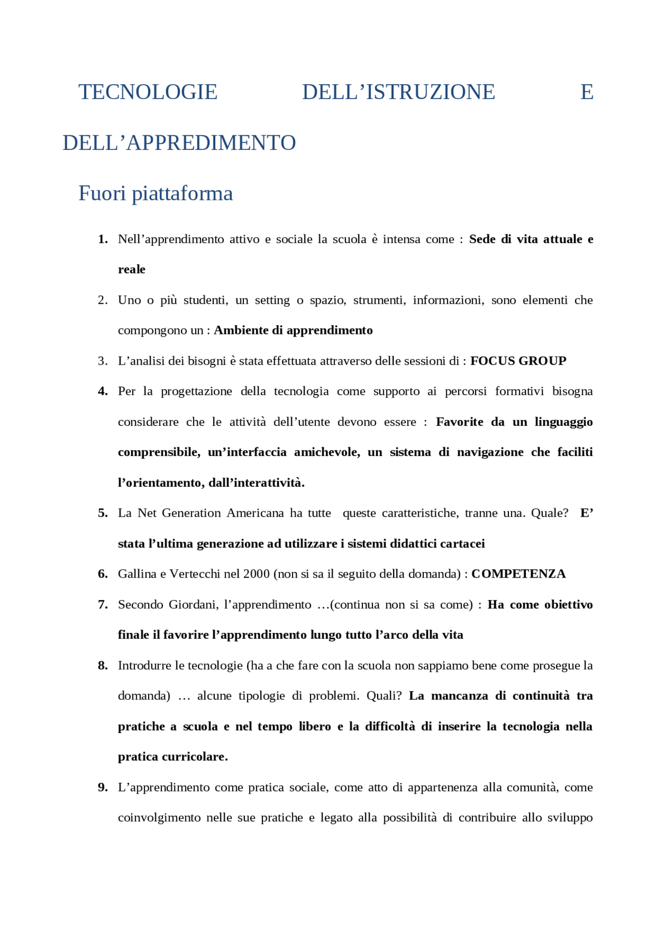 Tecnologie Dellapprendimento Docsity