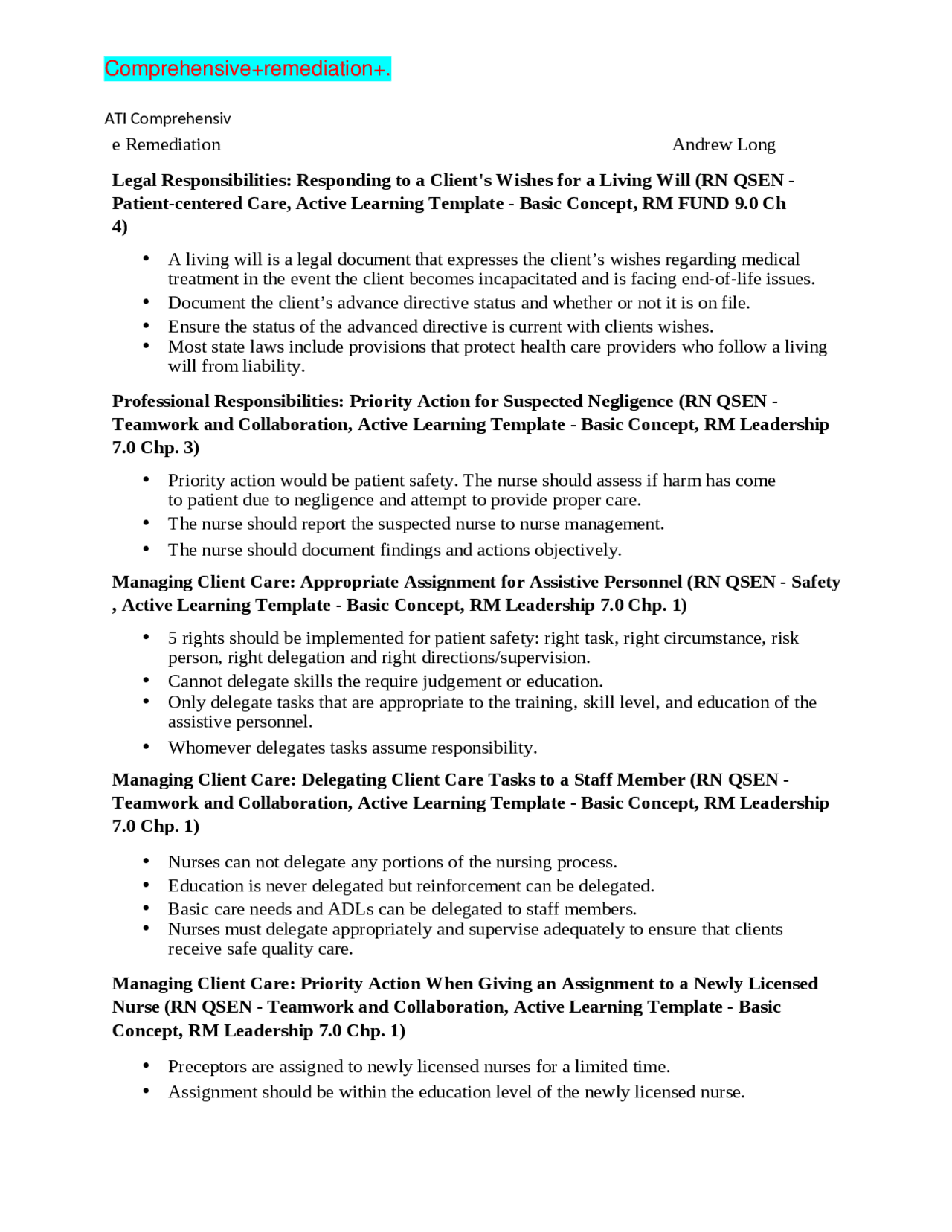 Comprehensive+remediation+. - Docsity