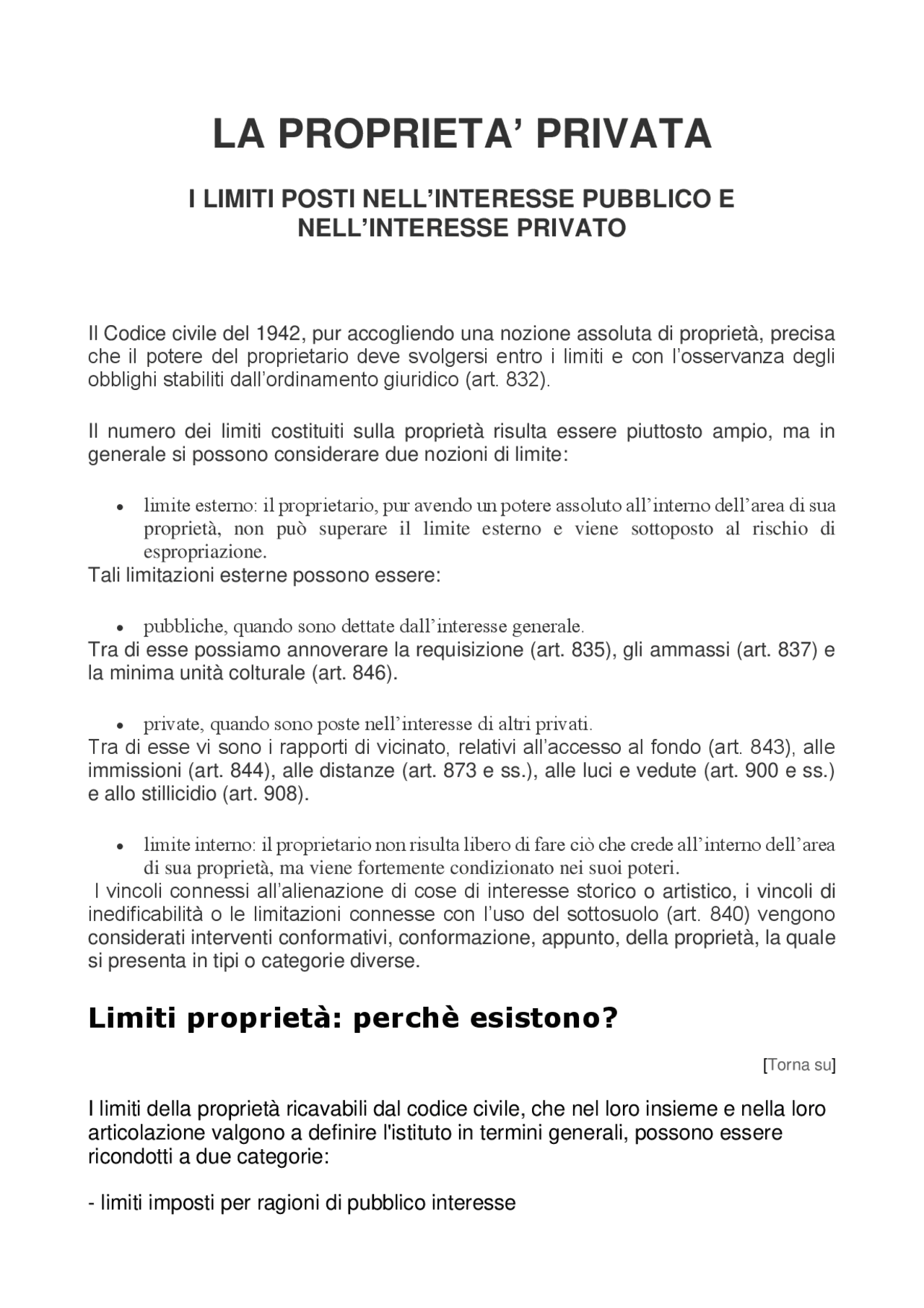 PROPRIETA' PRIVATA E IL CODICE CIVILE DEL 1942 - Docsity
