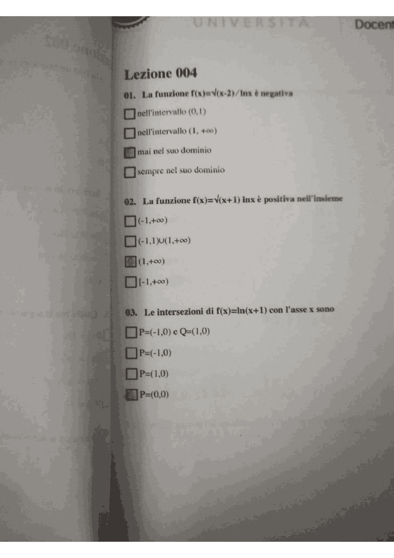 Matematica Generale 15 Docsity