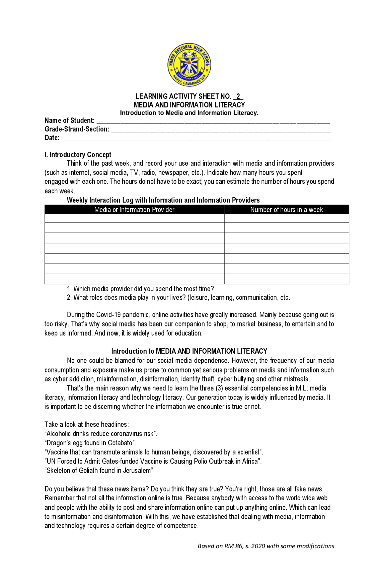 Media And Information Docsity