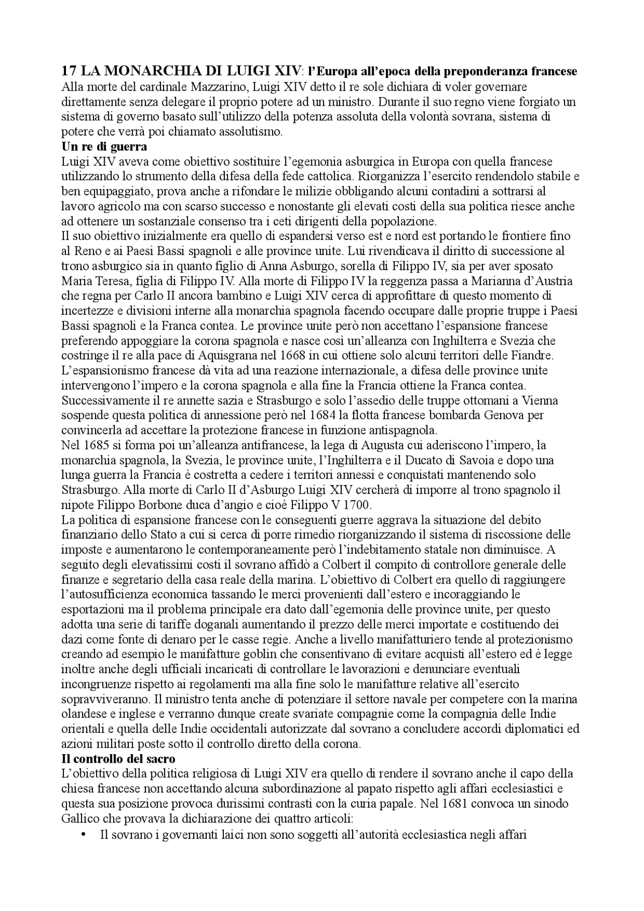 La Monarchia Di Luigi Xiv Docsity