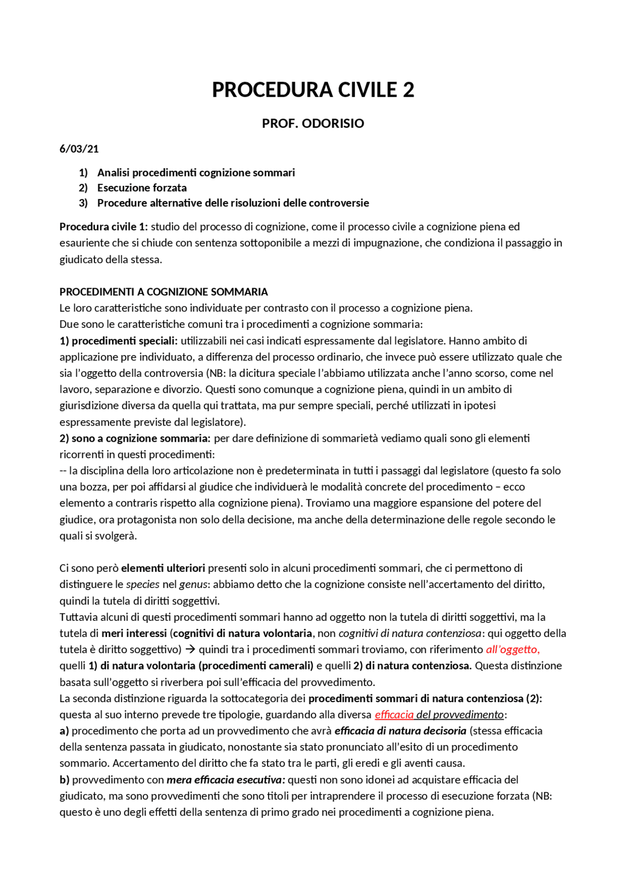 Appunti Di Procedura Civile 2 Prof Odorisio Lumsa Docsity