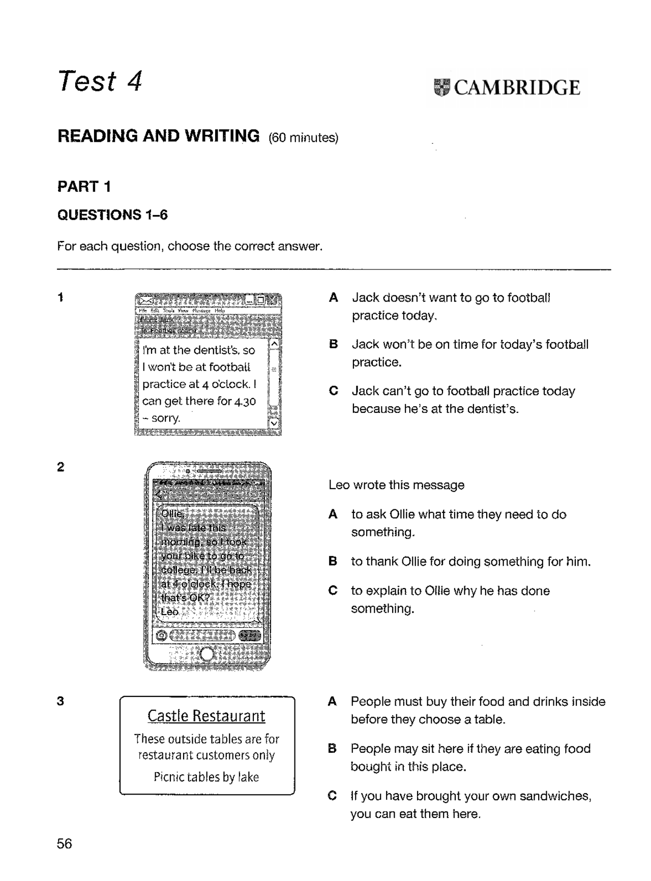 Prova Ket test Cambridge - Docsity