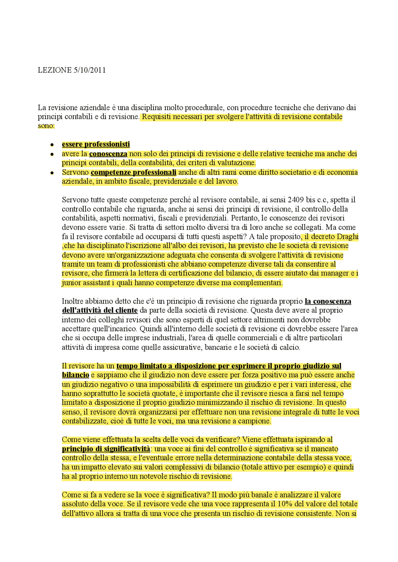 Revisione Aziendale Appunti Di Revisione Aziendale Docsity