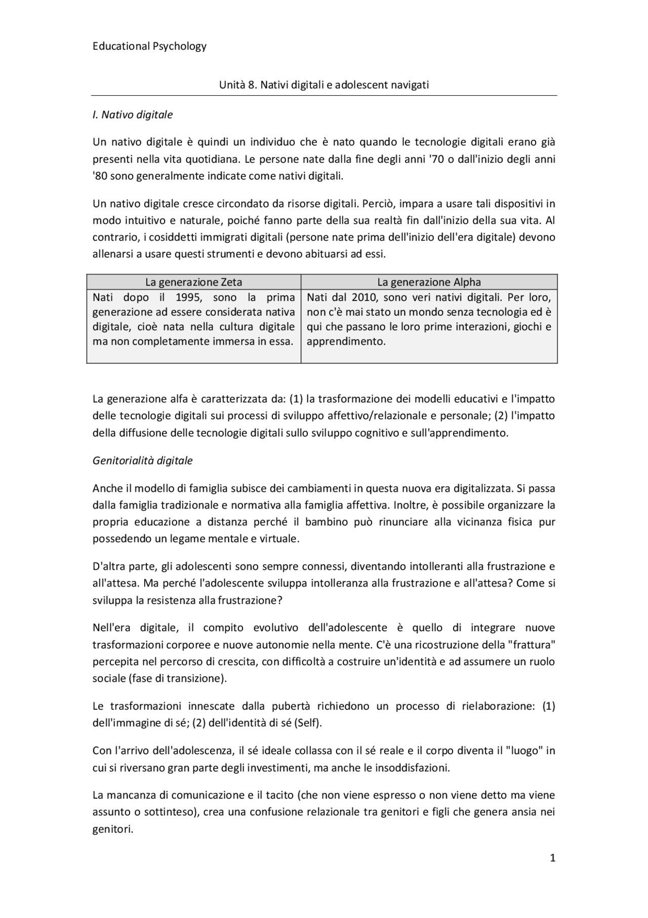Unità 8 Nativi Digitali E Adolescent Navigati Docsity