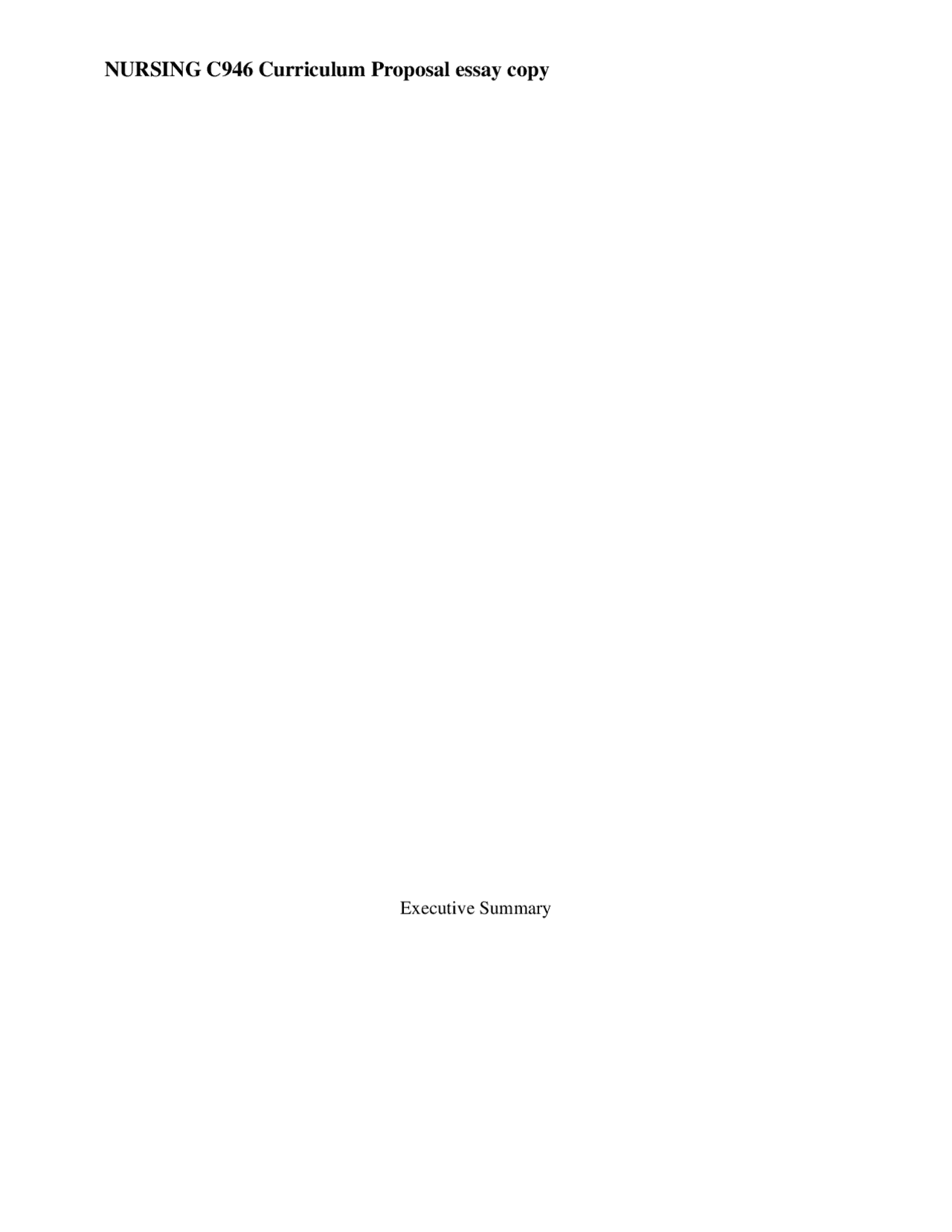 NURSING C946 Curriculum Proposal essay copy - Docsity