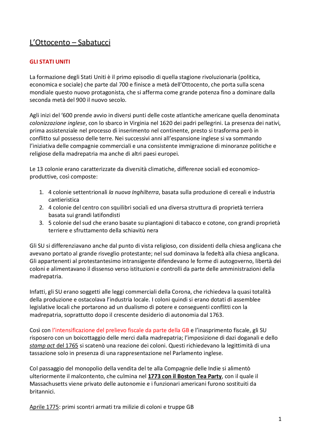 Riassunto G Sabatucci Docsity