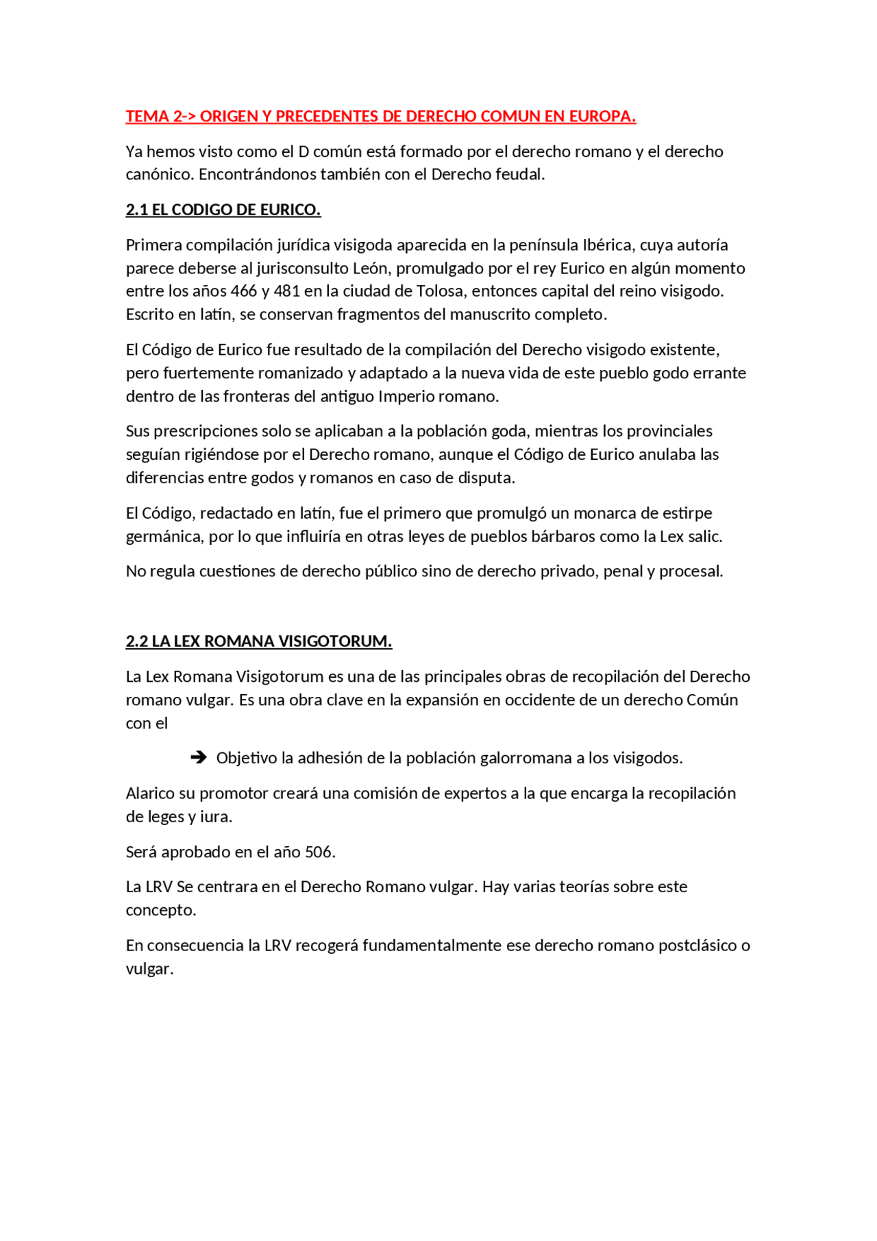 Origen y precedentes del Derecho Común en Europa: Código de Eurico y ...