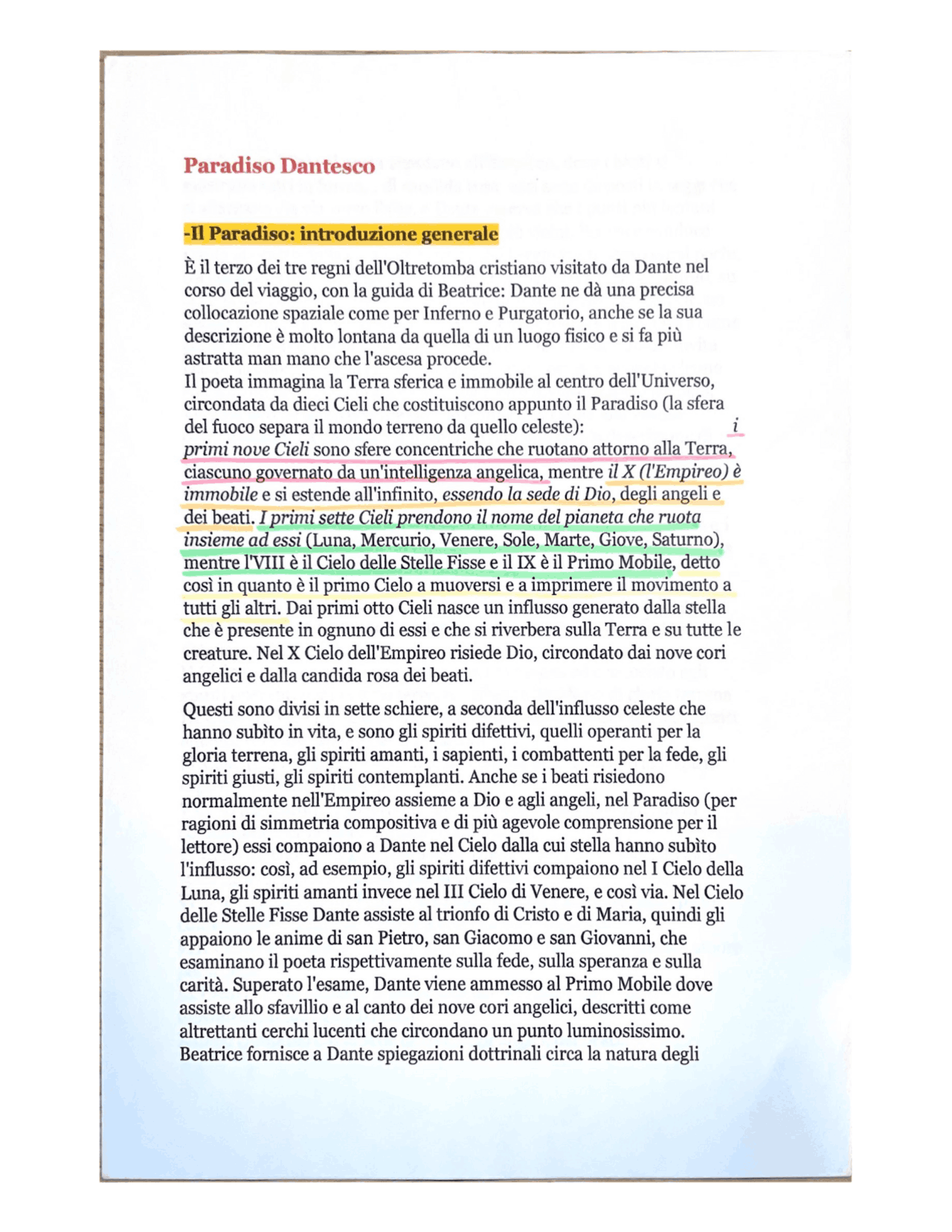 Paradiso Di Dante Alighieri Docsity