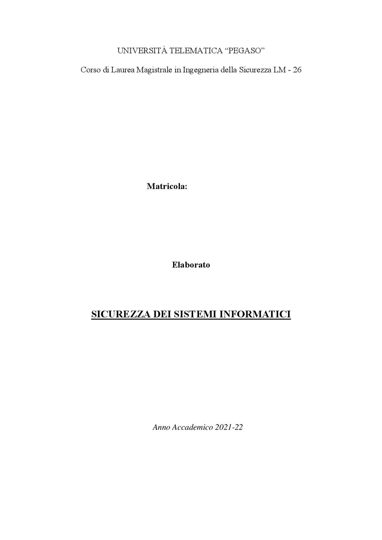 New 2023 Elaborato Sicurezza Dei Sistemi Informatici Universita
