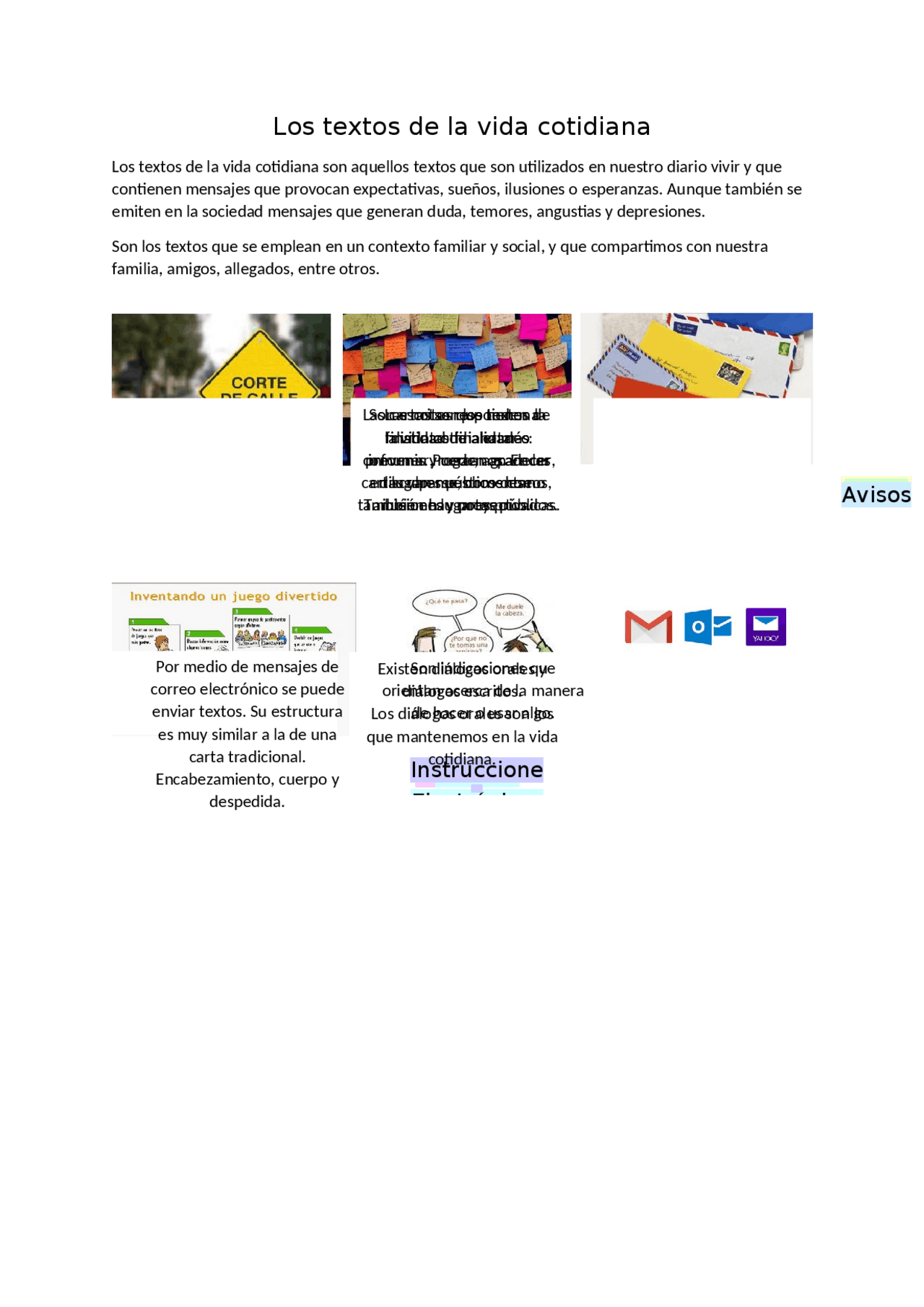 TEXTOS DE LA VIDA COTIDIANA - Docsity