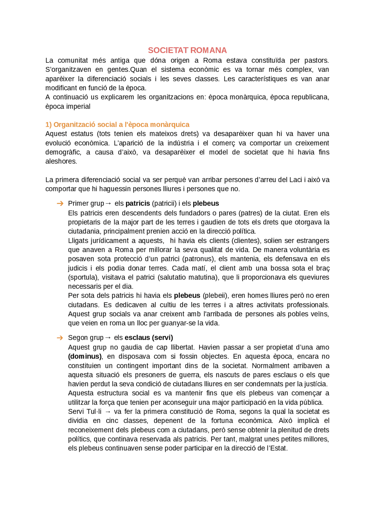La Societat Romana Resum LlatÍ Per Selectivitat Docsity